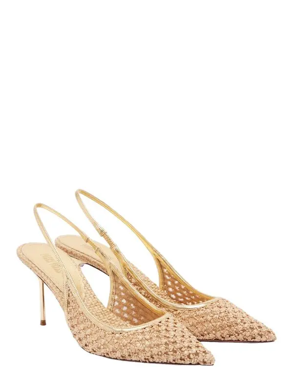 Paris Texas Lidia Leather-trimmed Slingback Pumps - Beige