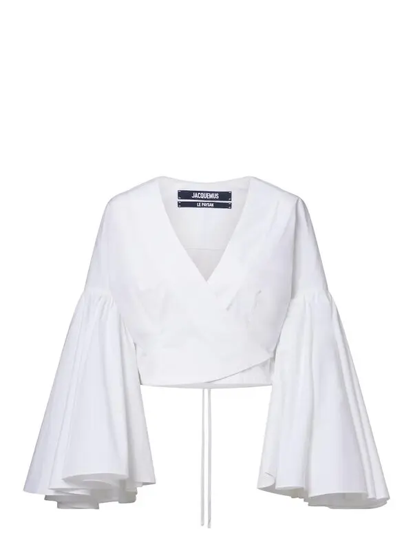 Jacquemus Paysan Cotton Poplin Wrap Top - White