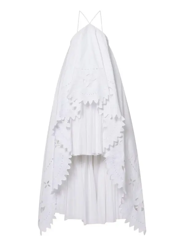 Jacquemus Provençale Tiered Cotton Poplin Gown - White