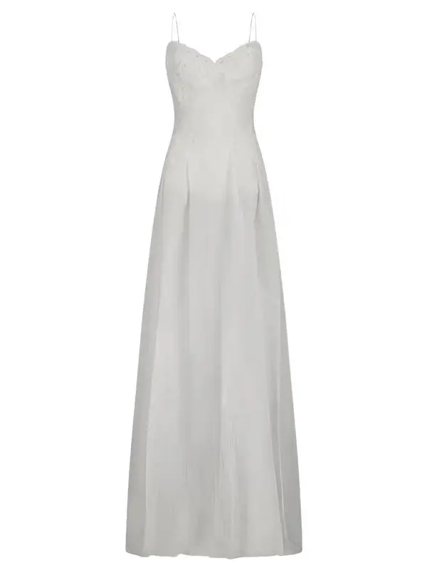 Ermanno Scervino Embroidered Spaghetti-strap Dress - White