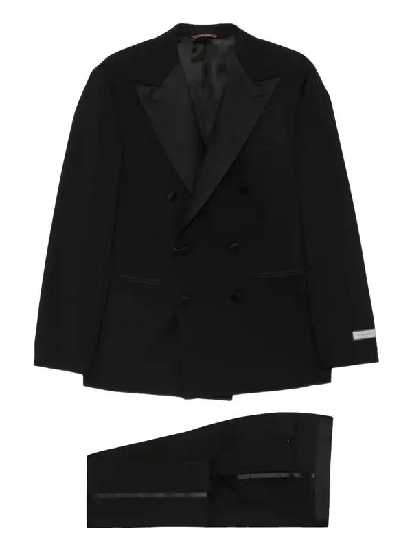 Canali Logo-patch Double-breasted Dinner Suit - Black