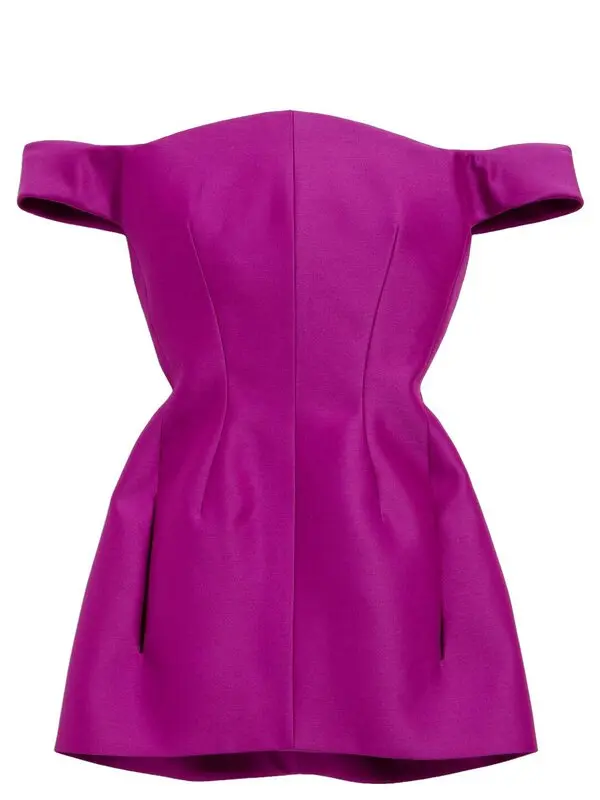 Balenciaga Off-shoulder Mini Dress - Purple