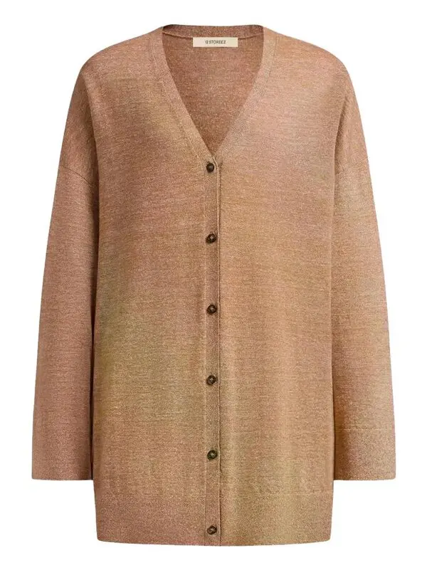 12 STOREEZ V-neck Buttoned Cardigan - Brown