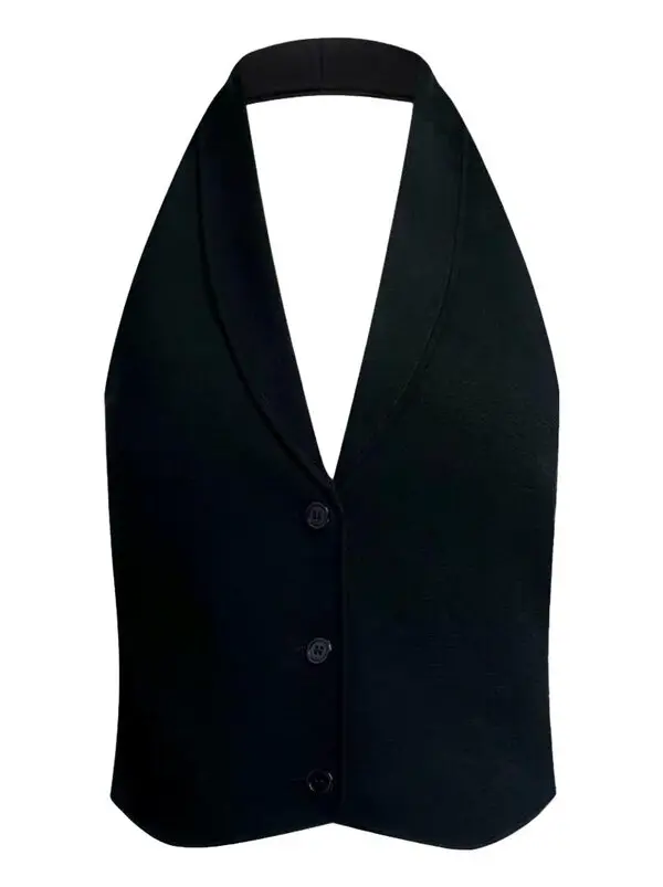 12 STOREEZ Buttoned Open-back Vest - Black