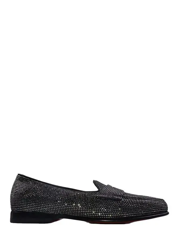 Santoni Stud-embellished Leather Loafers - Black
