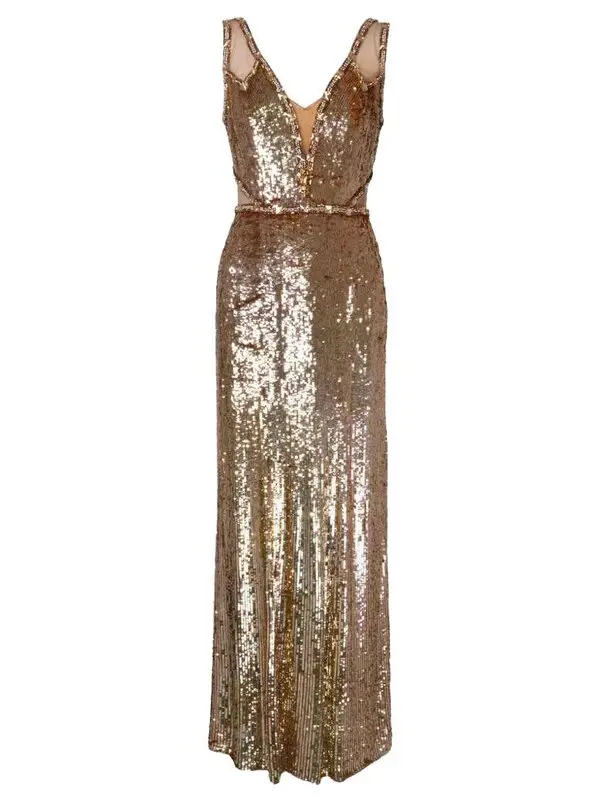 Jenny Packham Sequin-embellished Dress - Gold