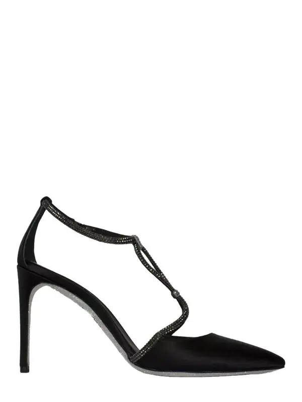 Rene Caovilla Crystal-embellished Satin Pumps - Black