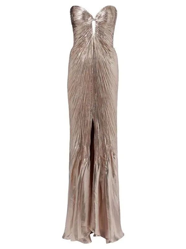 MARIA LUCIA HOHAN Mirren Silk-blend Chiffon Bustier Gown - Silver