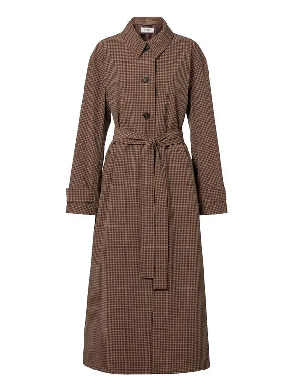 RÓHE Checked Belted Coat - Brown