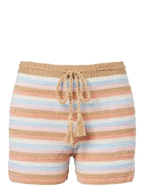 Anna Kosturova Striped Crochet Shorts - Multicoloured