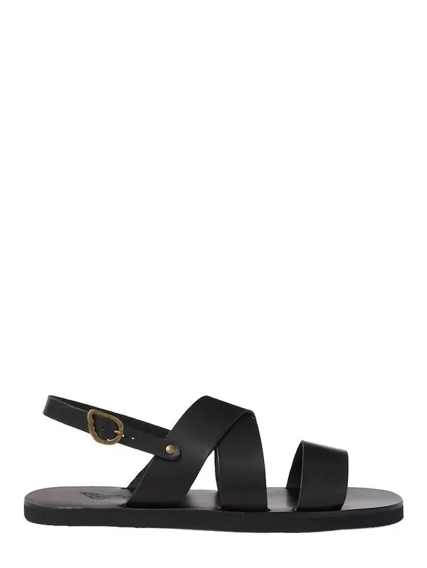 ANCIENT GREEK SANDALS Miltos Leather Slingback Sandals - Black