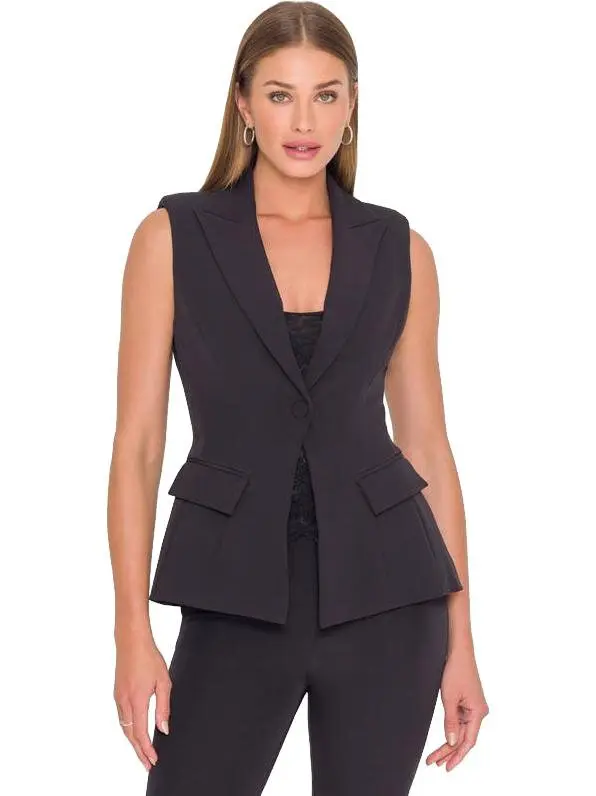 Generation Love Rialto Crepe Sleeveless Blazer - Black