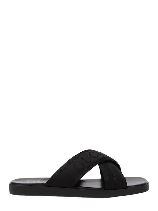 Gucci Logo Jacquard Sandals - Black
