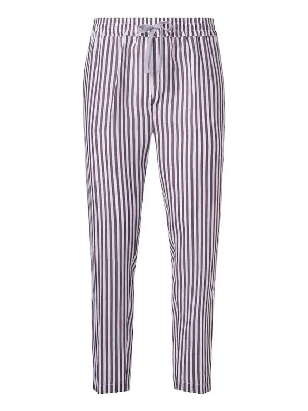 Fedeli Striped Linen Straight Pants - Brown