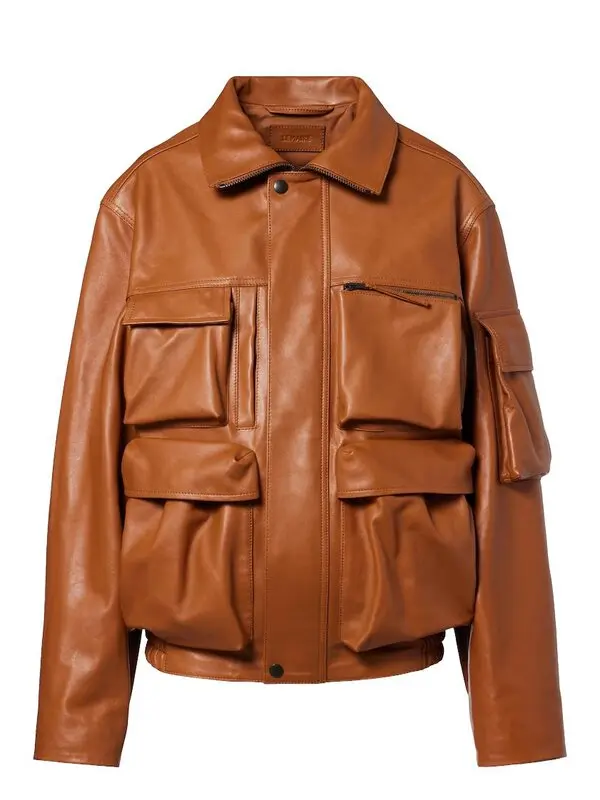 LEMAIRE Leather Blouson Jacket - Brown