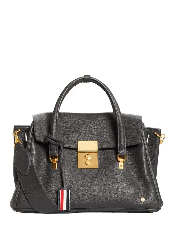 Thom Browne Bolton Pebble Grain Leather Satchel - Dark Grey