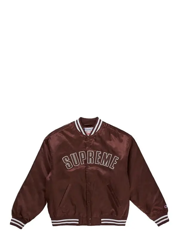 Supreme Champion Satin Varsity Jacket - Brown