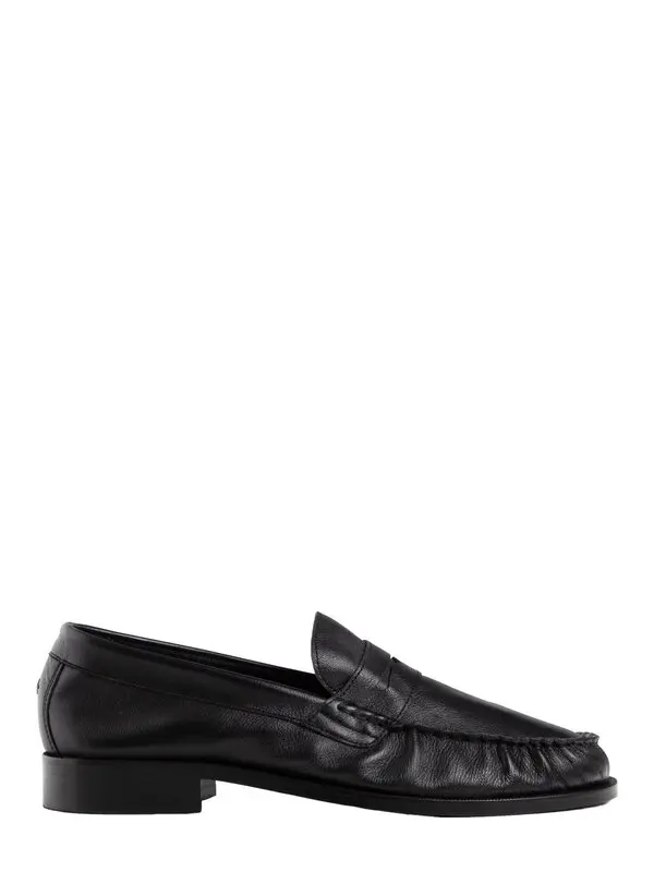 DUKE + DEXTER Ezra Tumbled Ruched Loafer - Black