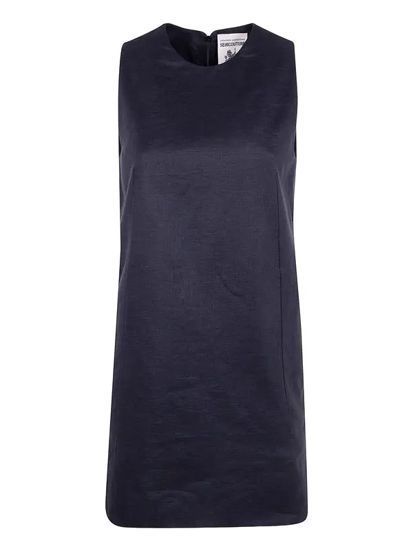 SEMICOUTURE Linen Shorts Dress - Black