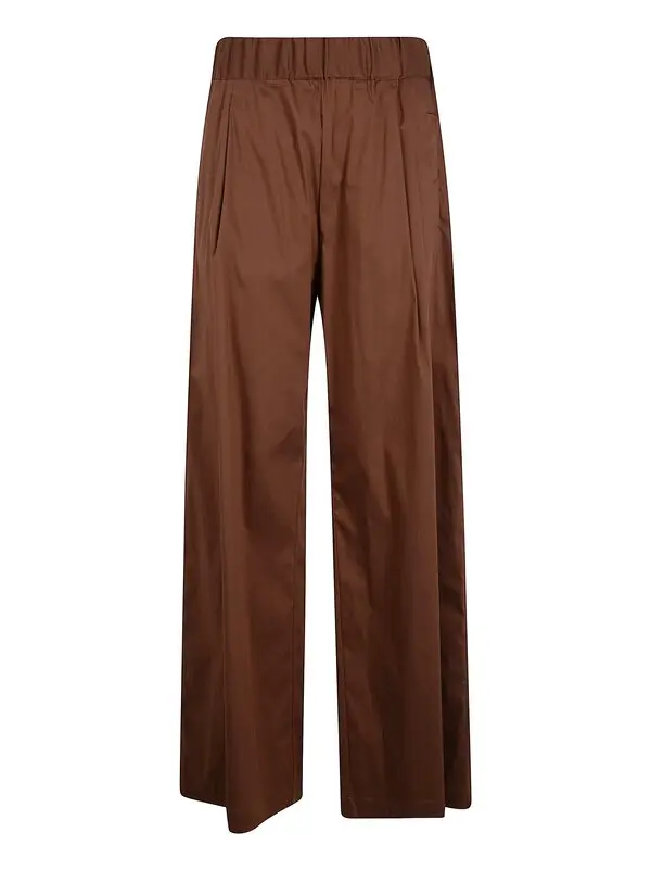 SEMICOUTURE Popeline Cotton Trousers - Brown