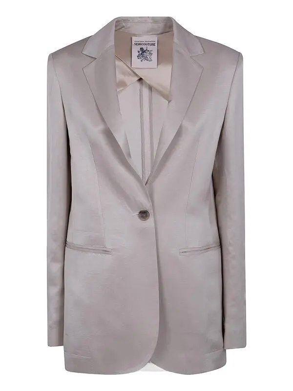 SEMICOUTURE Tailored Linen Viscose Jacket - Beige