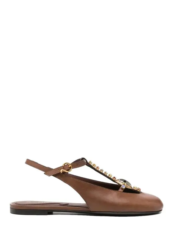 Etro Flat Slingback With Strass - Brown