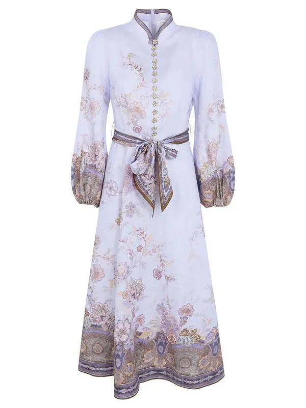Zimmermann Luna" Button Midi Dress - Blue