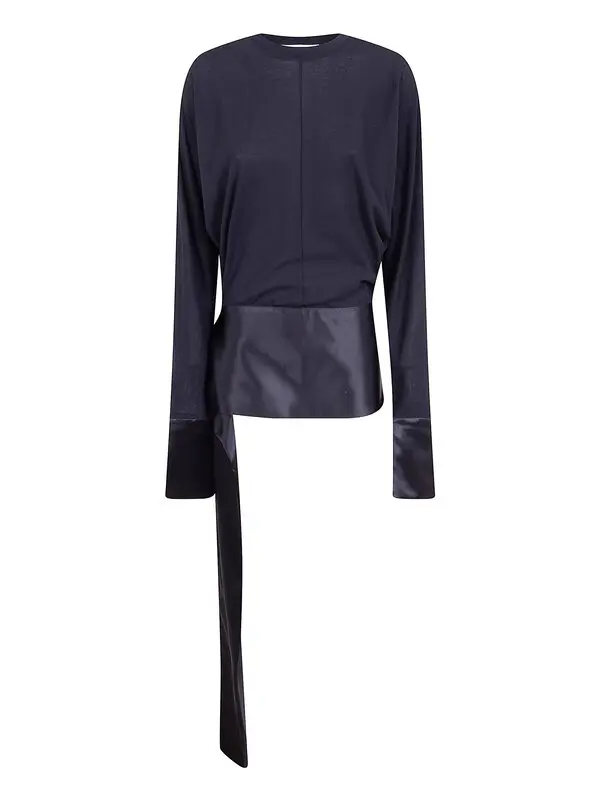 DARKPARK Luna Jersey Top With Dropped Satin Details - Black