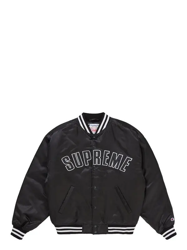 Supreme Champion Satin Varsity Jacket - Black