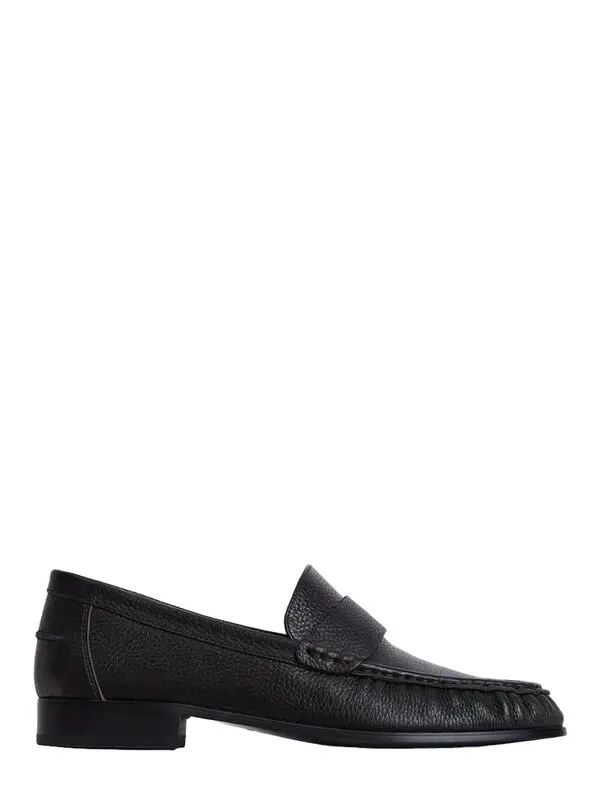 12 STOREEZ Grained Leather Loafers - Brown