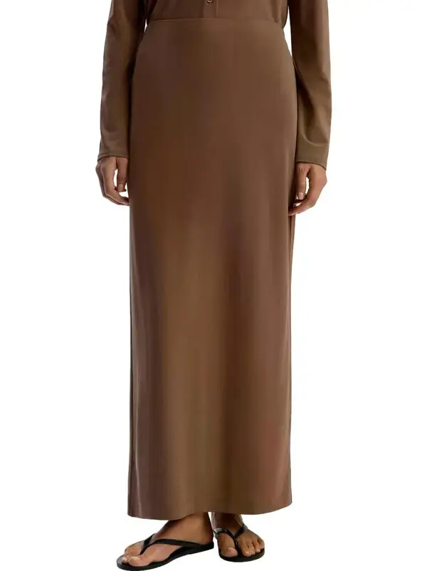 12 STOREEZ Midi Skirt With Slit - Brown
