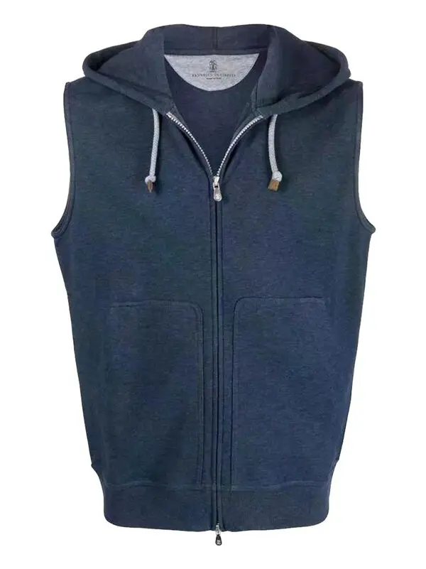 Brunello Cucinelli Sleeveless Zip-up Hoodie - Blue