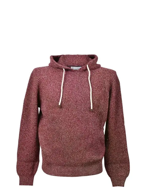 Brunello Cucinelli Ribbed-knit Hoodie - Red
