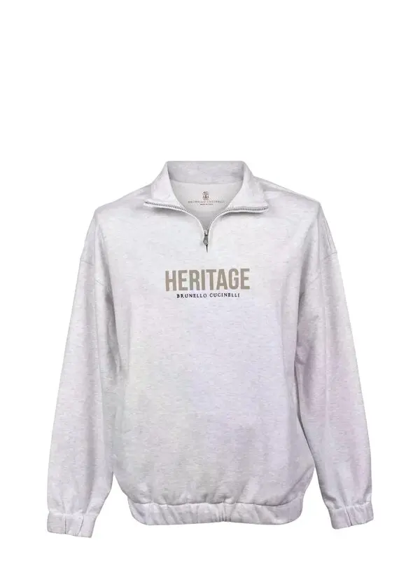 Brunello Cucinelli Logo-print Zip Sweatshirt - Grey
