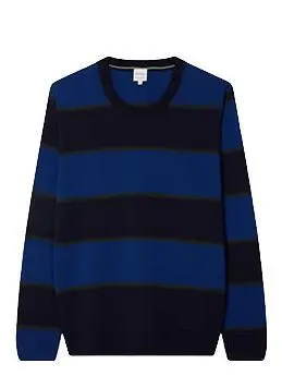 Paul Smith Striped Merino Wool Crew Neck - Blue