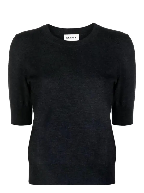 P.a.r.o.s.h Fine-knit Round-neck Top - Grey