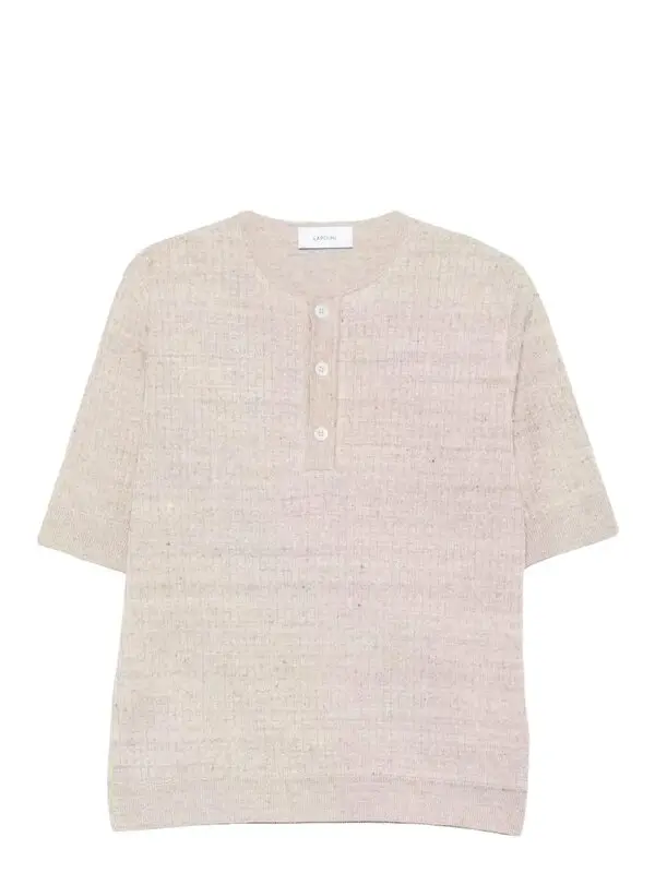 LARDINI Buttoned T-shirt - Neutrals