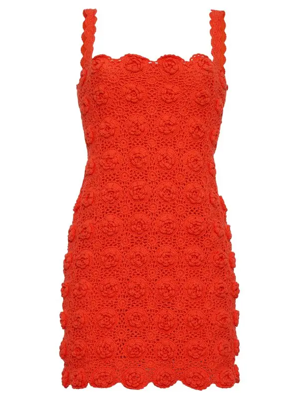 Cara Cara Persephonie" Crochet Mini Dress - Red