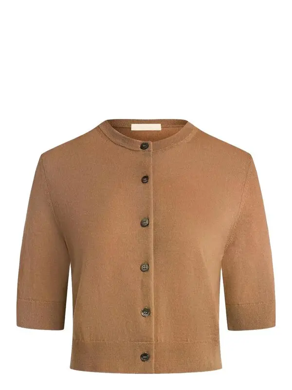 12 STOREEZ Jasmin Cropped Cardigan - Brown