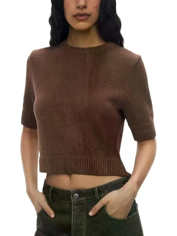 12 STOREEZ Hearth Short-sleeve Sweater - Brown