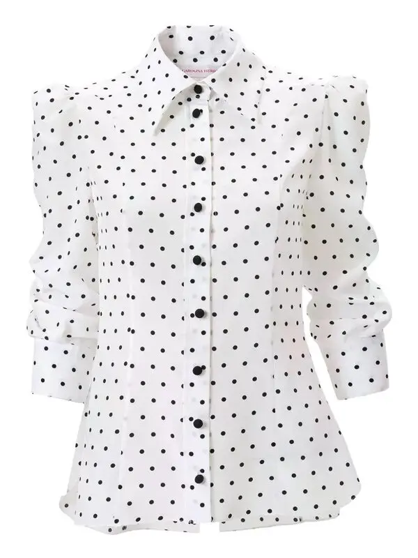 Carolina Herrera Polka Dot Crepe De Chine Blouse - White