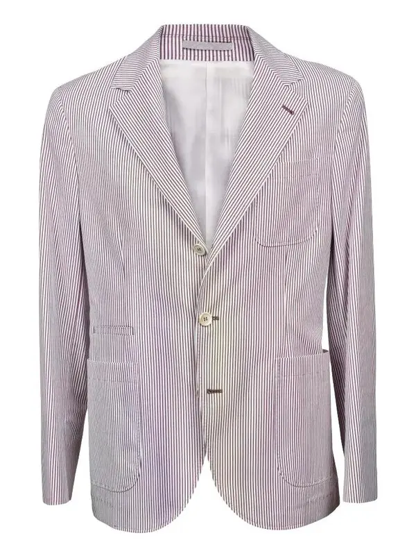 Brunello Cucinelli Striped-pattern Deconstructed Blazer - Red