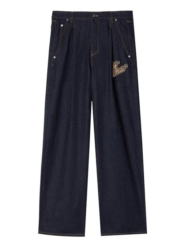 Off-White 90s Logo Crop Flare Jeans - Blue