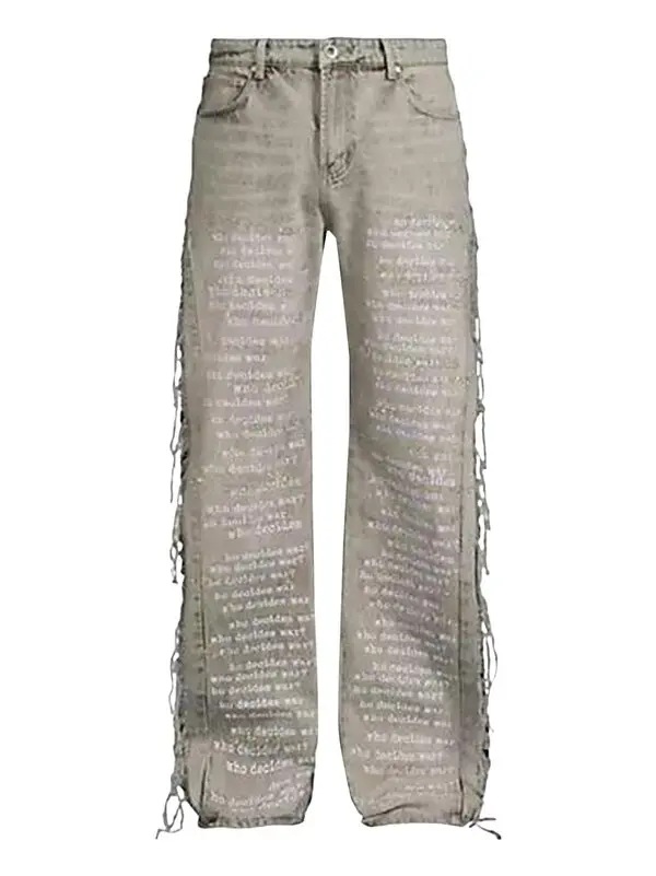WHO DECIDES WAR BY EV BRAVADO Ultra Flare Scripture Denim Pants - Grey