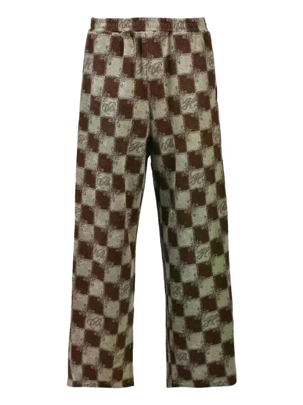 BREATH Block Check Textured Trousers - Brown