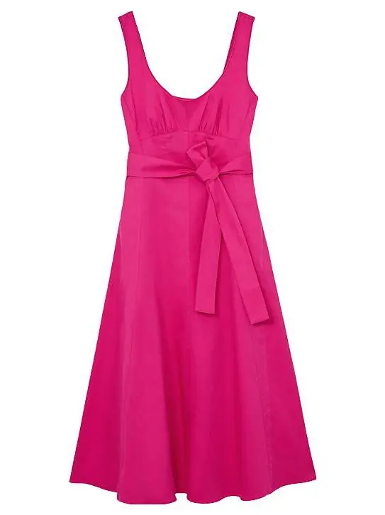 REISS Irina Belted Stretch-cotton Midi Dress - Pink