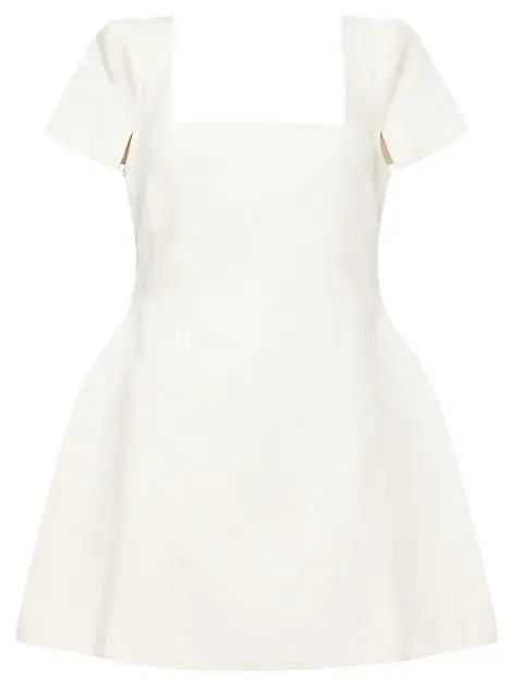 Oddmuse Square-neck Woven Mini Dress - Cream