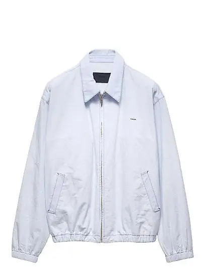 Prada Boxy-fit Chambray Cotton Blouson Jacket - Light Blue