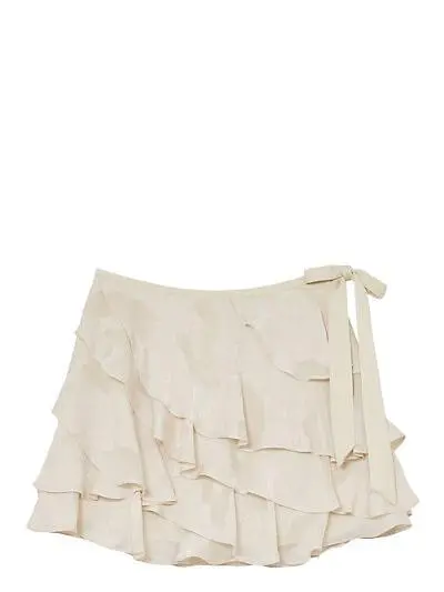 REISS Cameron Ruffle-trim Mini Skirt - Cream