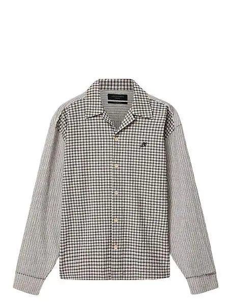 ALLSAINTS Kage Logo-embroidered Long-sleeve Cotton Shirt - Oat White